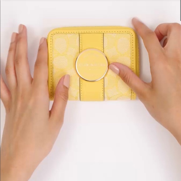 Coach | Bags | Coach Lonnie Yellow Wallet In Signature Jacquard | Poshmark